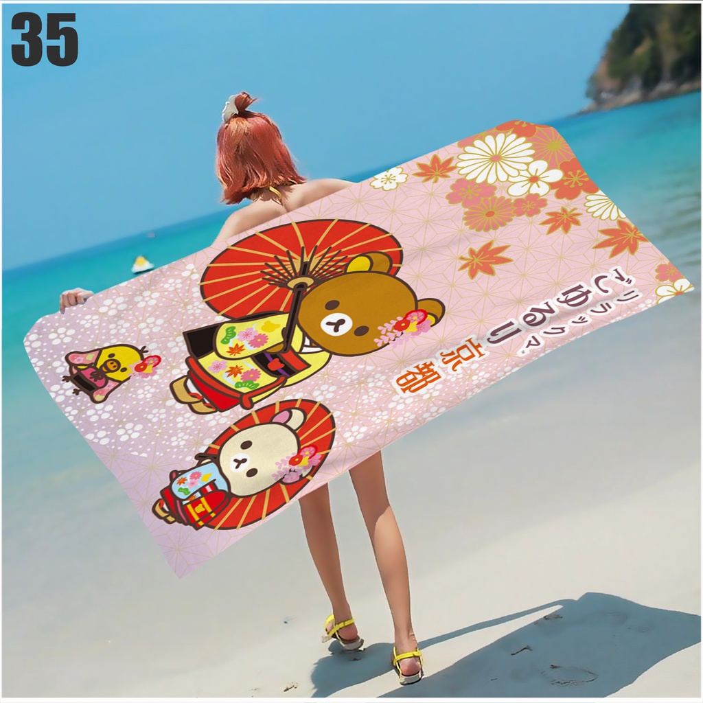 【阿布兔賣場】拉拉熊沙灘巾 拉拉熊 速乾 玩水浴巾 卡通印花沙灘巾 吸水浴巾 沙灘衣 浴巾衣 | 蝦皮購物