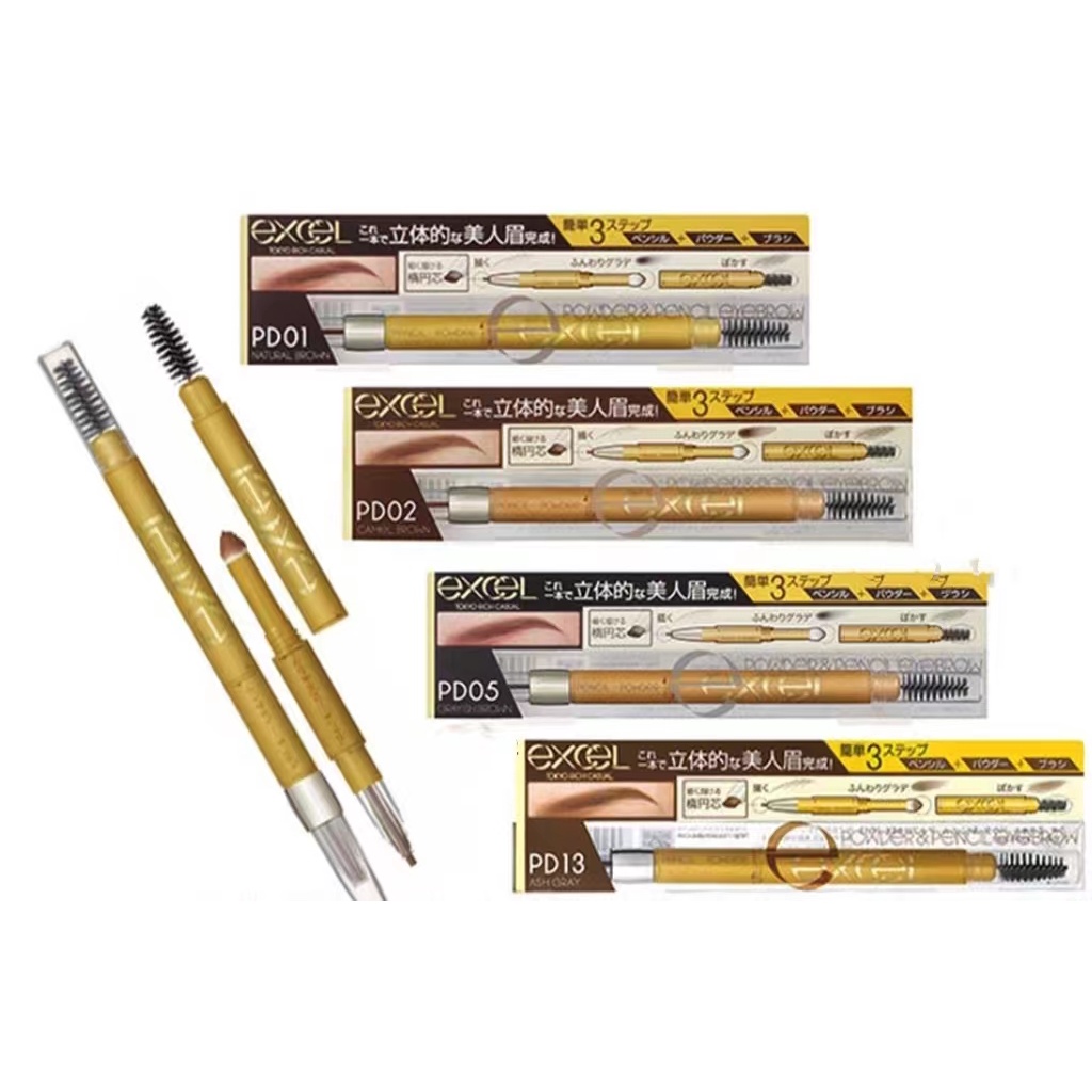 日本直送現貨 正品 日本 EXCEL 3合1持久造型眉筆 PD01 PD02 PD05 PD08 PD13 | 蝦皮購物