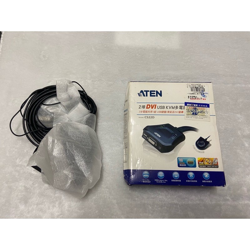 （全新外盒損）ATEN 宏正 CS22D 【2埠-USB】/DVI帶線式/KVM/多電腦切換器(外接式切換按鍵) | 蝦皮購物