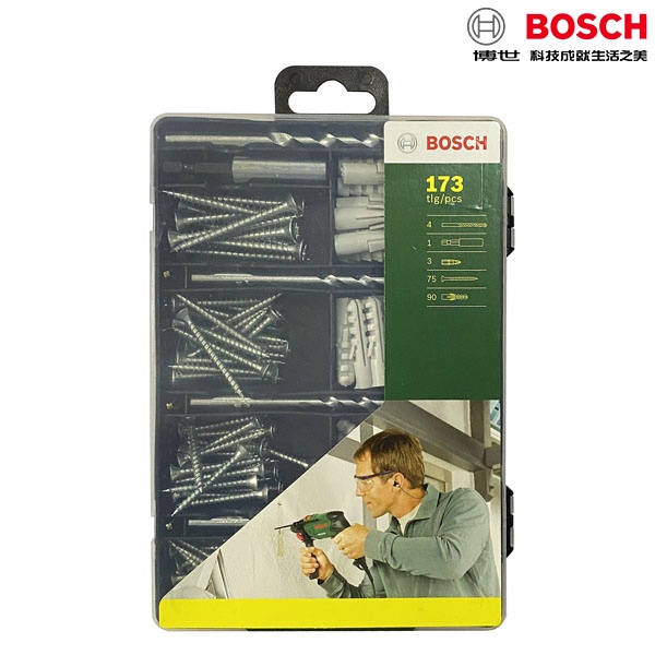 【含稅店】BOSCH 博世 免動腦 173件配件組 螺絲鑽頭組 石工鑽尾 塑膠壁虎 螺絲 2607019511 | 蝦皮購物