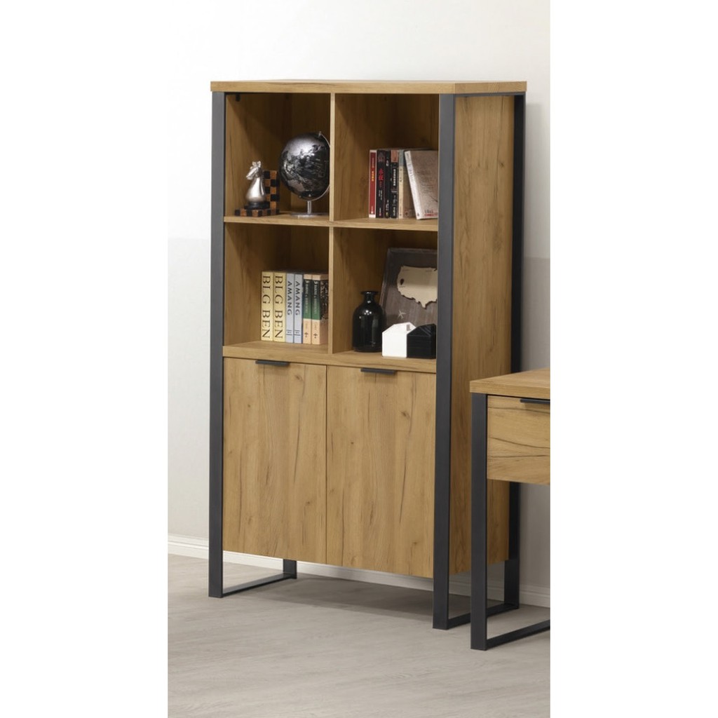 【全台家具】JF-25 雅博德 黃金橡木 / 胡桃 3尺雙門開放書櫃 傢俱工廠直營 | 蝦皮購物