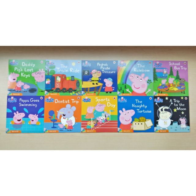 正版近新Peppa pig 10 books with 10 CDs佩佩豬紅袋10書10CD套組 | 蝦皮購物