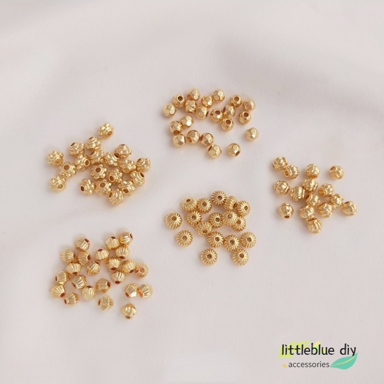 吊墜 隔珠 diy 14K 包金 10顆 保色 切面珠 南瓜珠 燈籠珠 菱形 diy手鍊散珠飾品配珠材料 | 蝦皮購物