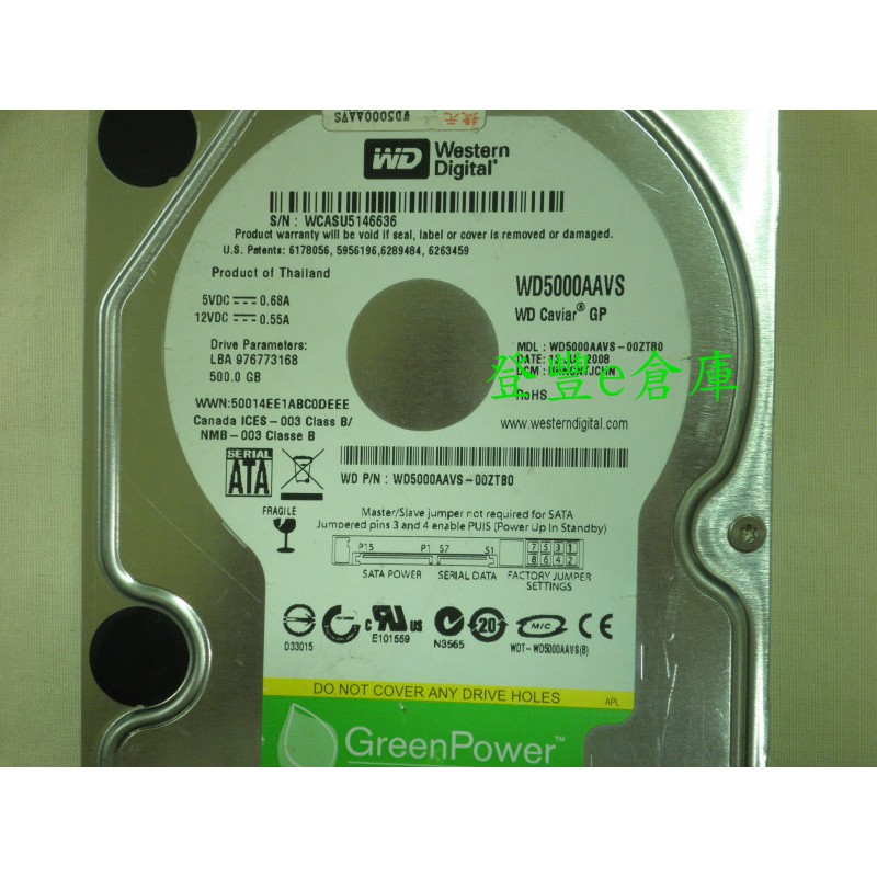 【登豐e倉庫】 YF256 WD5000AAVS-00ZTB0 500G SATA2 硬碟 | 蝦皮購物
