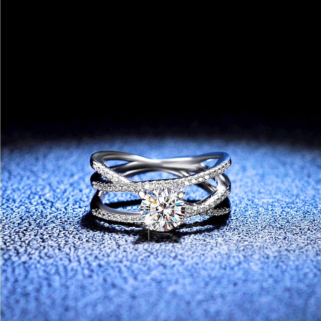 【附有GRA證書】s925純銀鍍鉑金三生三世莫桑石戒指1克拉D色莫桑鑽戒指女 | 蝦皮購物