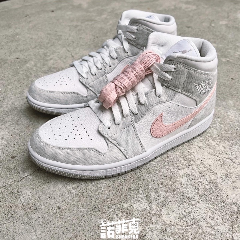 諾菲克 】W Air Jordan 1 Mid 灰白粉 氣質紋 休閒鞋DN4045-001 | 蝦皮購物