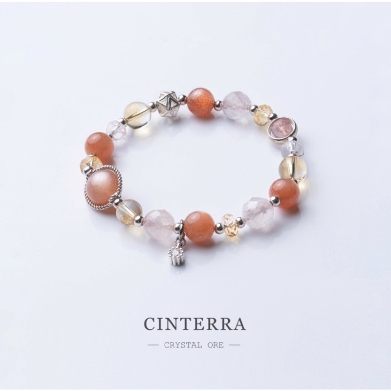 《Cinterra地球緣礦》艷陽之心手環/招財防小人款/招財/正財/偏財/防小人/太陽石/黃水晶/粉晶 | 蝦皮購物