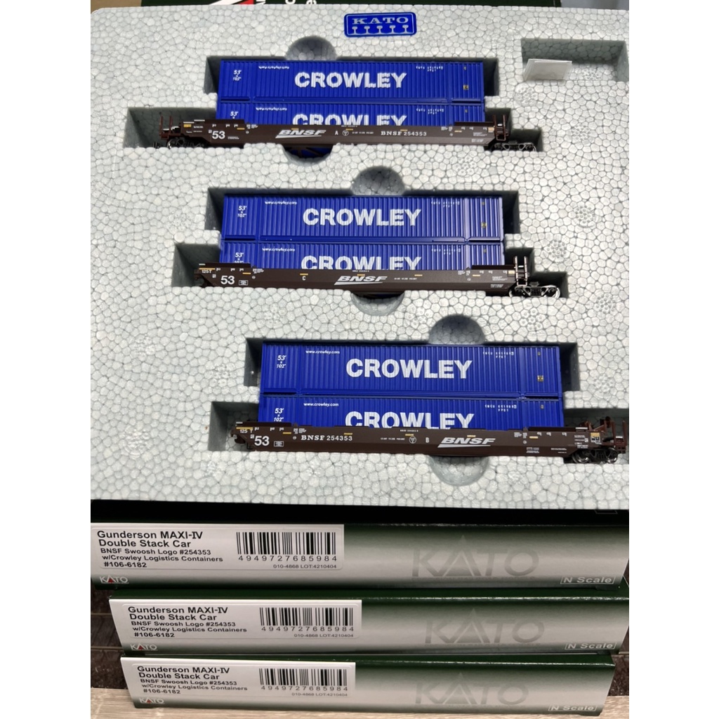 (東方模型)KATO 106-6182 MAXI-IV (3輛) BNSF Swoosh 附Crowley貨櫃(6入) | 蝦皮購物