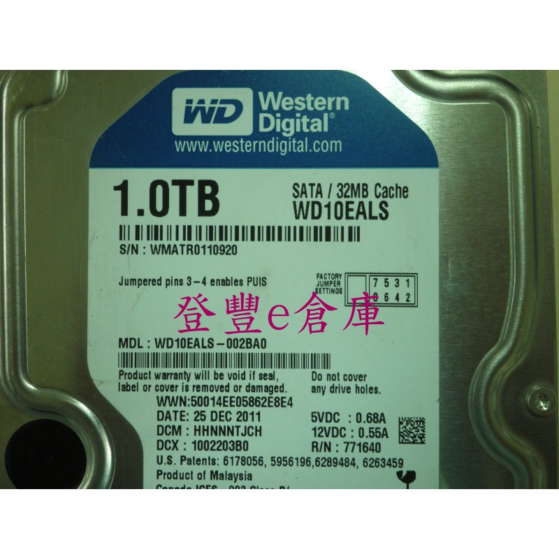 【登豐e倉庫】 YF27 藍標 WD10EALS-002BA0 1TB SATA3 硬碟 | 蝦皮購物
