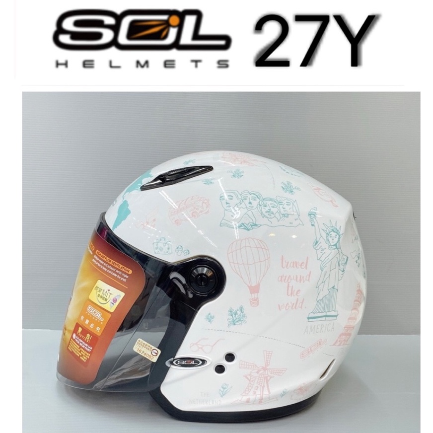 😎可刷卡分期👍 多種顏色 【SOL 27Y 環遊世界】 女生 小帽體 DOT 雙D扣 安全帽 | 蝦皮購物
