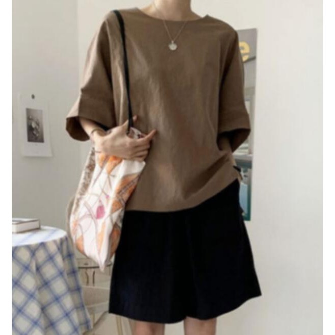 ＊lienSHOP＊【3621】時尚新款╭*簡約優雅氣質顯瘦寬鬆棉麻襯衫上衣~ | 蝦皮購物