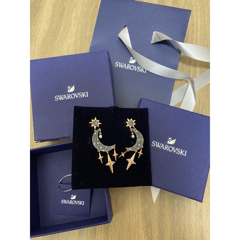 （照片實拍 專櫃購入）絕版款 深邃 IU同款Swarovski 玫金色星空穿孔耳環 二手 星星 月亮5489536 | 蝦皮購物