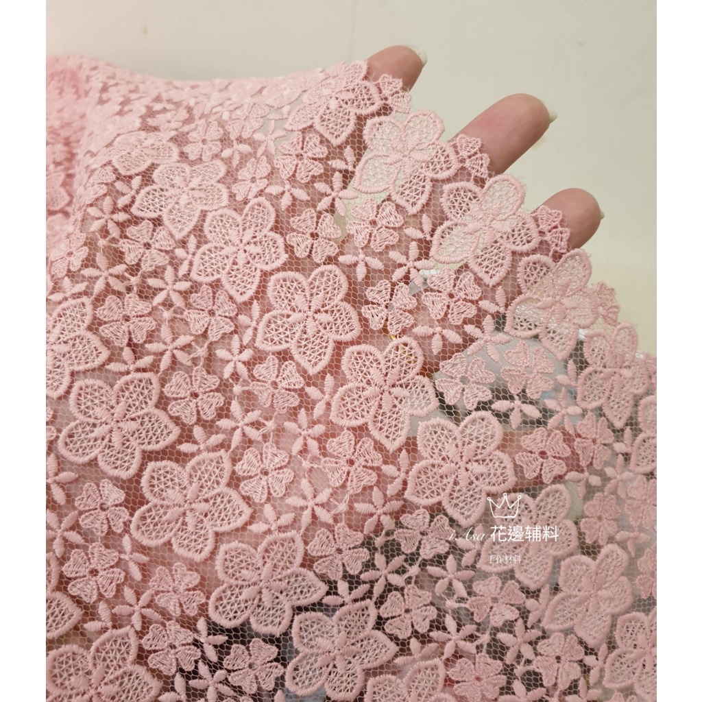 《iAsa愛莎の》手作材料 日單精美粉色網紗水溶刺繡蕾絲花邊diy服裝拼接家居輔料寬19cm | 蝦皮購物