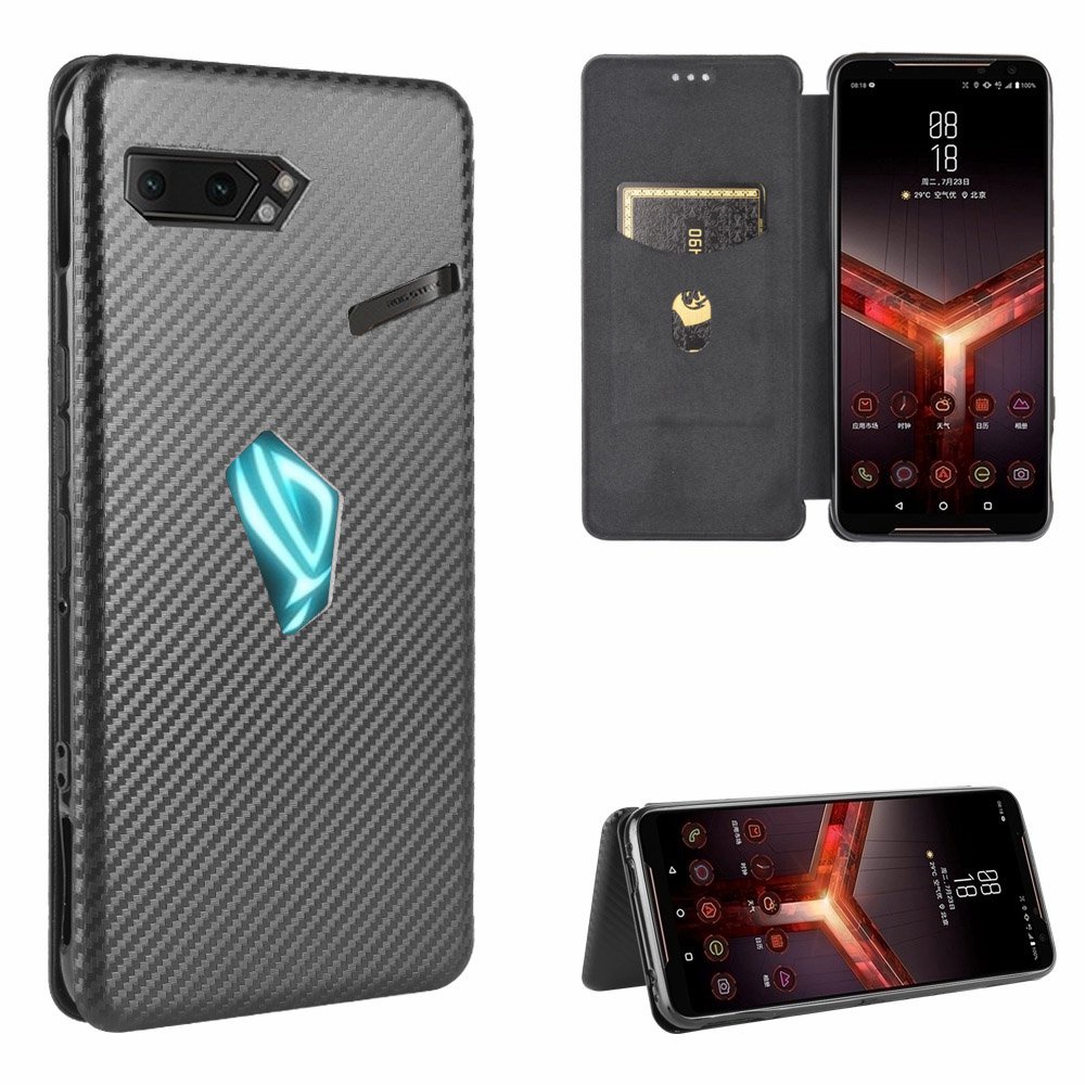 時尚碳纖維 翻蓋皮套 華碩 ASUS ROG Phone II ZS660KL 2代 掀蓋保護殼 Rog Phone2 | 蝦皮購物