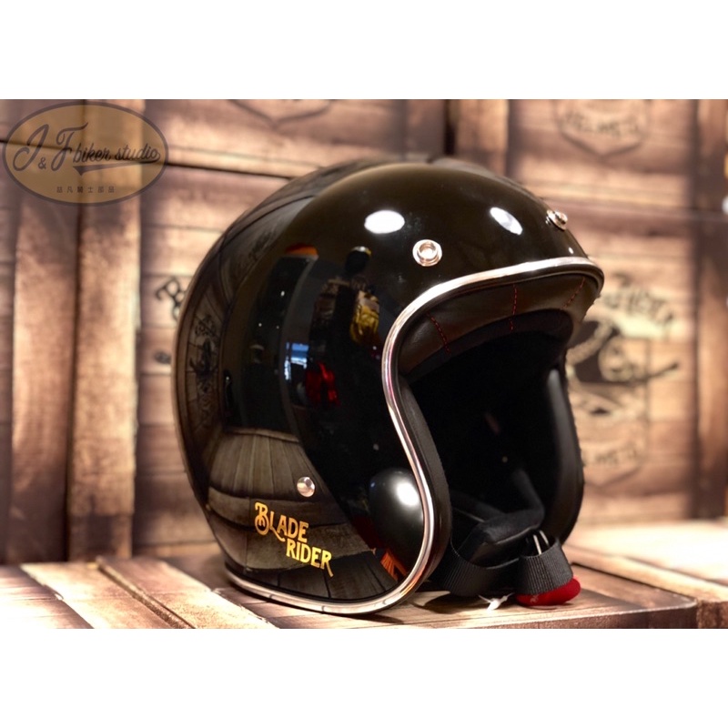 P&J捷寶騎士部品 blade rider VIKINGSII 復古 玻纖 小帽體 安全帽 bladerider 鋼琴黑 | 蝦皮購物