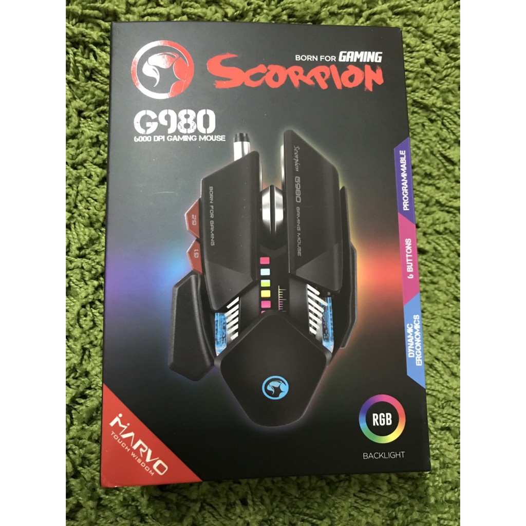 【全新轉賣】MARVO 毒蠍 G980 7D Gaming 電競滑鼠 6000DPI 巨集 長度可 G980電競滑鼠-黑 | 蝦皮購物