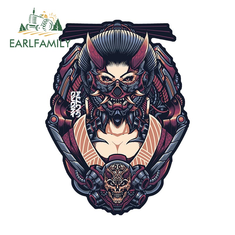 Earlfamily 13cm x 9.6cm Geisha Oni Tech 汽車貼紙有趣的防刮露營車摩托車後擋風玻璃 | 蝦皮購物