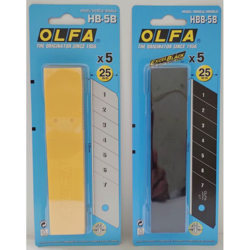 OLFA 特大型美工刀片 HB-5B 型、HBB-5B (超銳黑刃) 美工刀片 刀片 25mm 5入 | 蝦皮購物