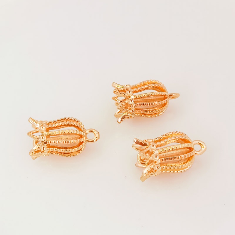 現貨 吊墜 耳墜 diy 14K 包金 帶吊 流蘇 花帽 銅材料 鳥籠 手工 飾品 配飾 | 蝦皮購物