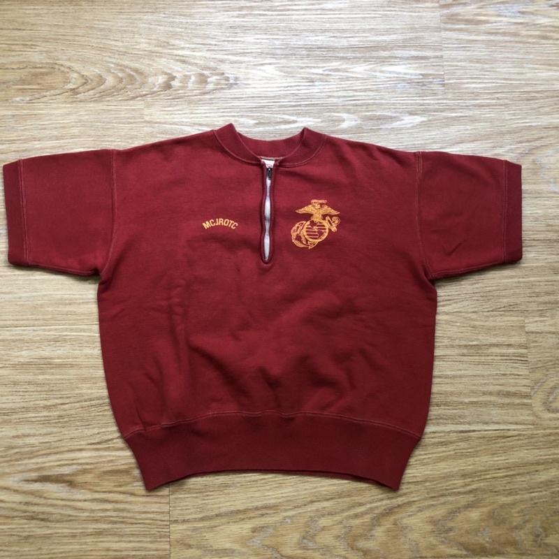 日本製美品THE REAL McCOY'S USMC HALF ZIP Sweat美軍海軍陸戰隊紅色滾筒短袖大學T 36 | 蝦皮購物