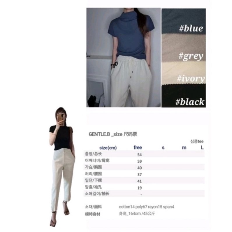 正韓網紅店 gentle.b家 簡約質感彈性微立領上衣（顯白霧霾藍） | 蝦皮購物