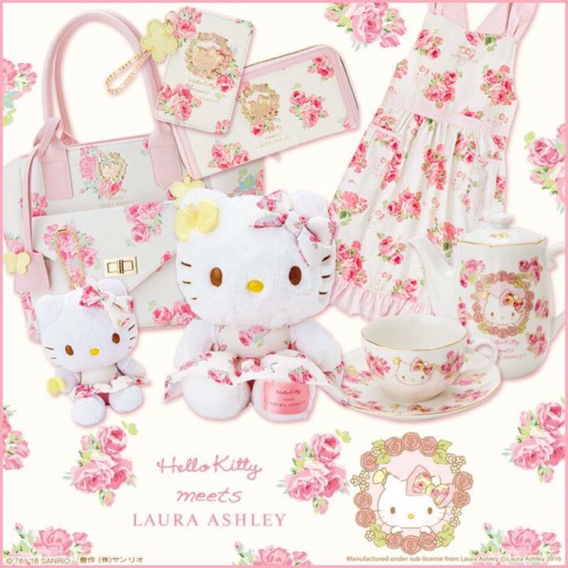 清出特價 正版三麗鷗Hello Kitty Laura Ashley 玫瑰長夾 | 蝦皮購物