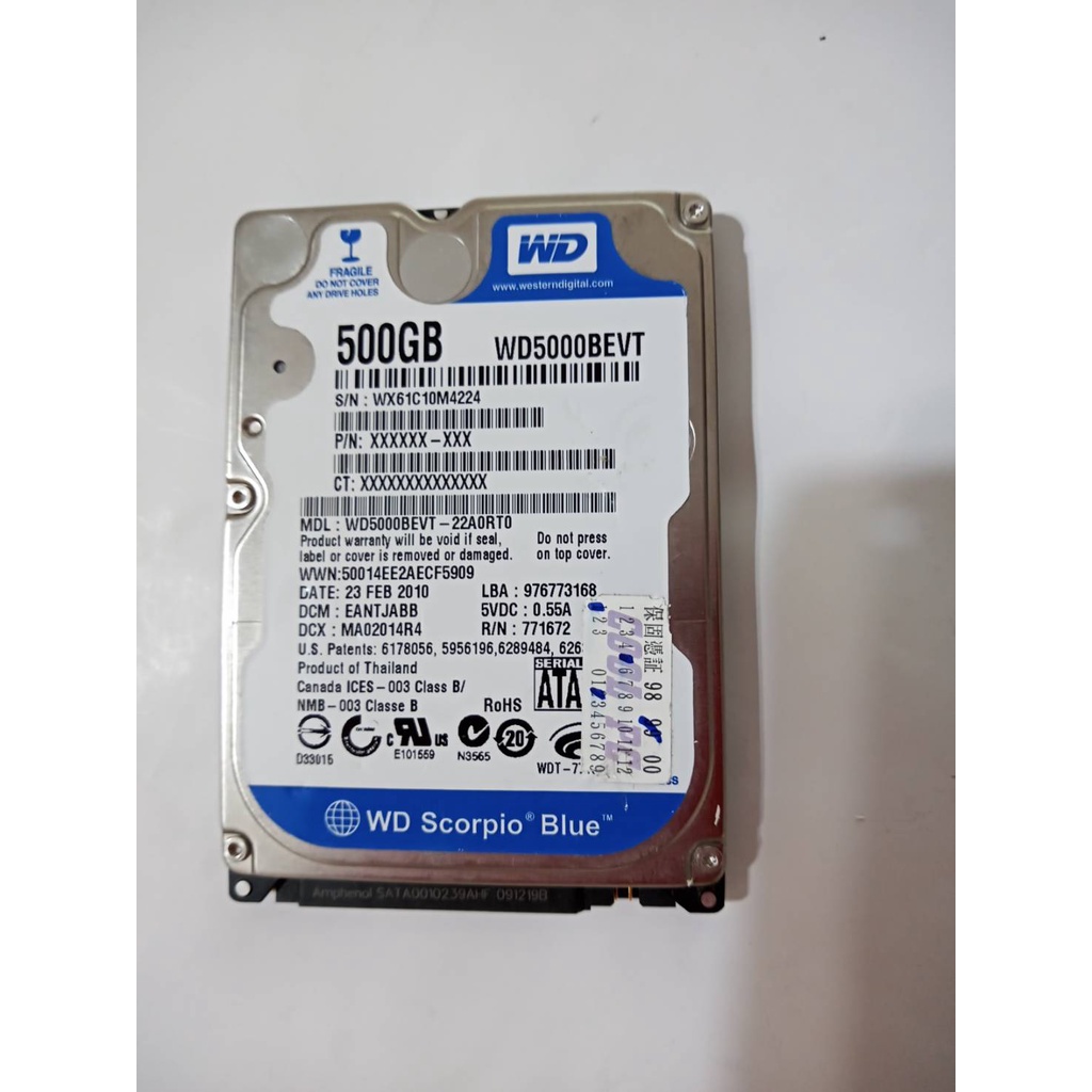 WD 500GB 2.5吋硬碟 (WD5000BEVT) (二手良品) | 蝦皮購物