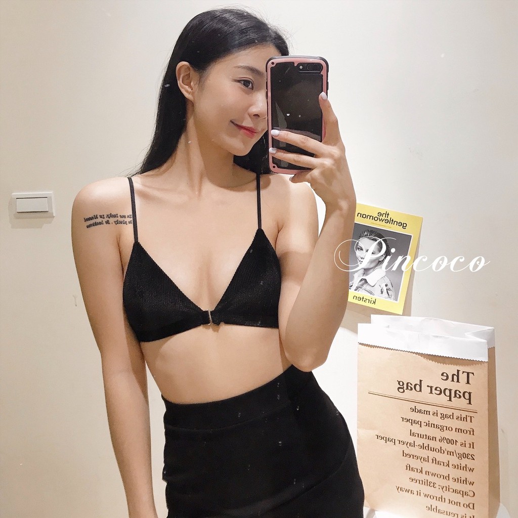 Pincoco 現貨 簡單設計絲絨前扣微性感無鋼圈內衣 BAI031 | 蝦皮購物