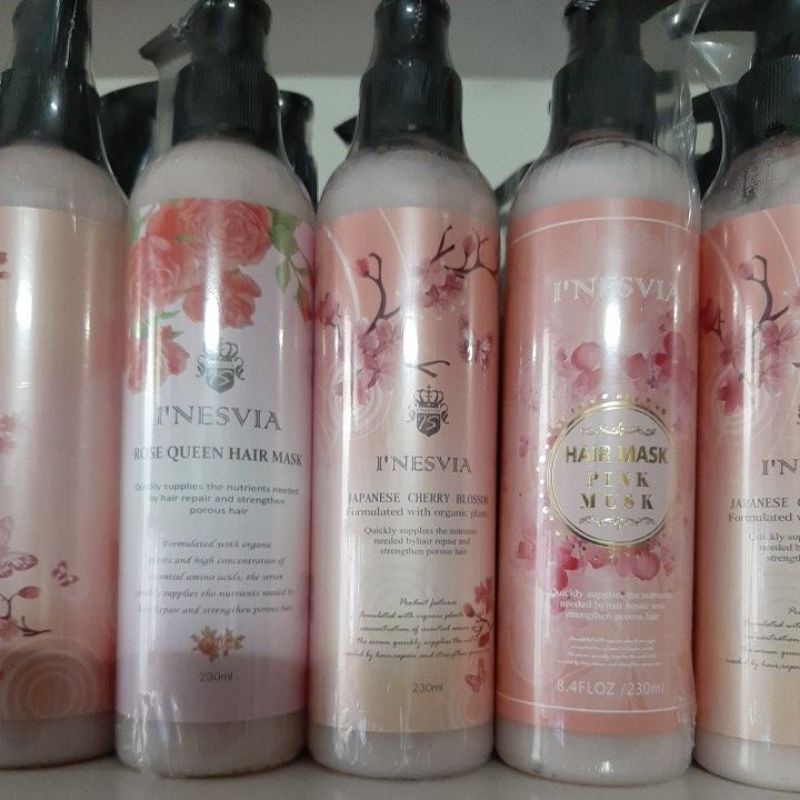【INESVIA】I’NESVIA粉麝香加強修護深層滋潤柔亮護髮霜230ml乾濕兩用免沖洗，櫻花，玫瑰，罌粟，茉莉，精油 | 蝦皮購物