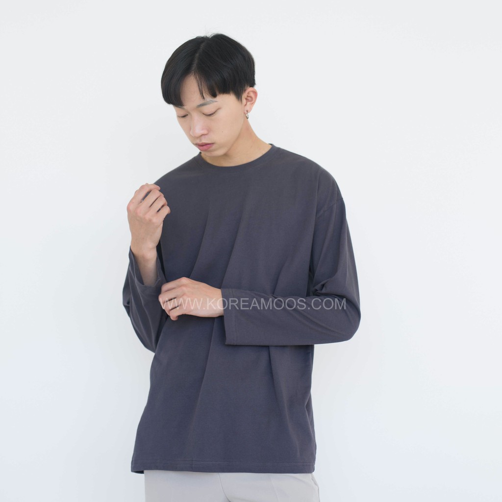 【KOREA MOOS】純棉薄款長袖基礎百搭上衣 薄長袖 男生長袖 百搭 純棉 長袖T恤 長袖 | 蝦皮購物