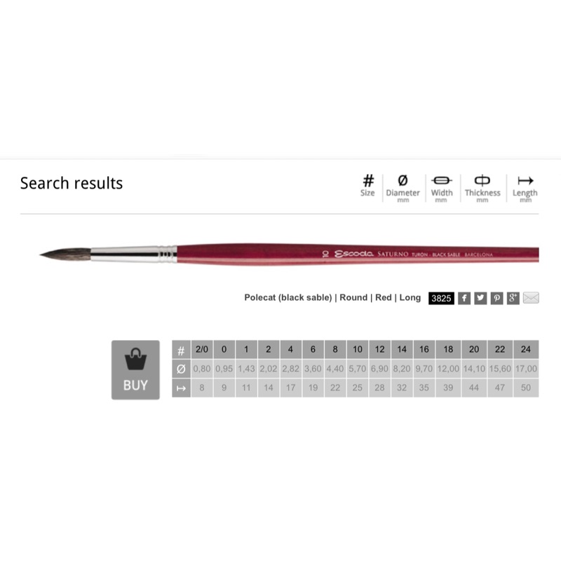 Escoda SATURNO 3825 西班牙筆皇 圓頭黑貂油畫筆 貂毛油畫筆 紅桿油畫筆 長桿油畫筆 手工製 有大尺寸 | 蝦皮購物