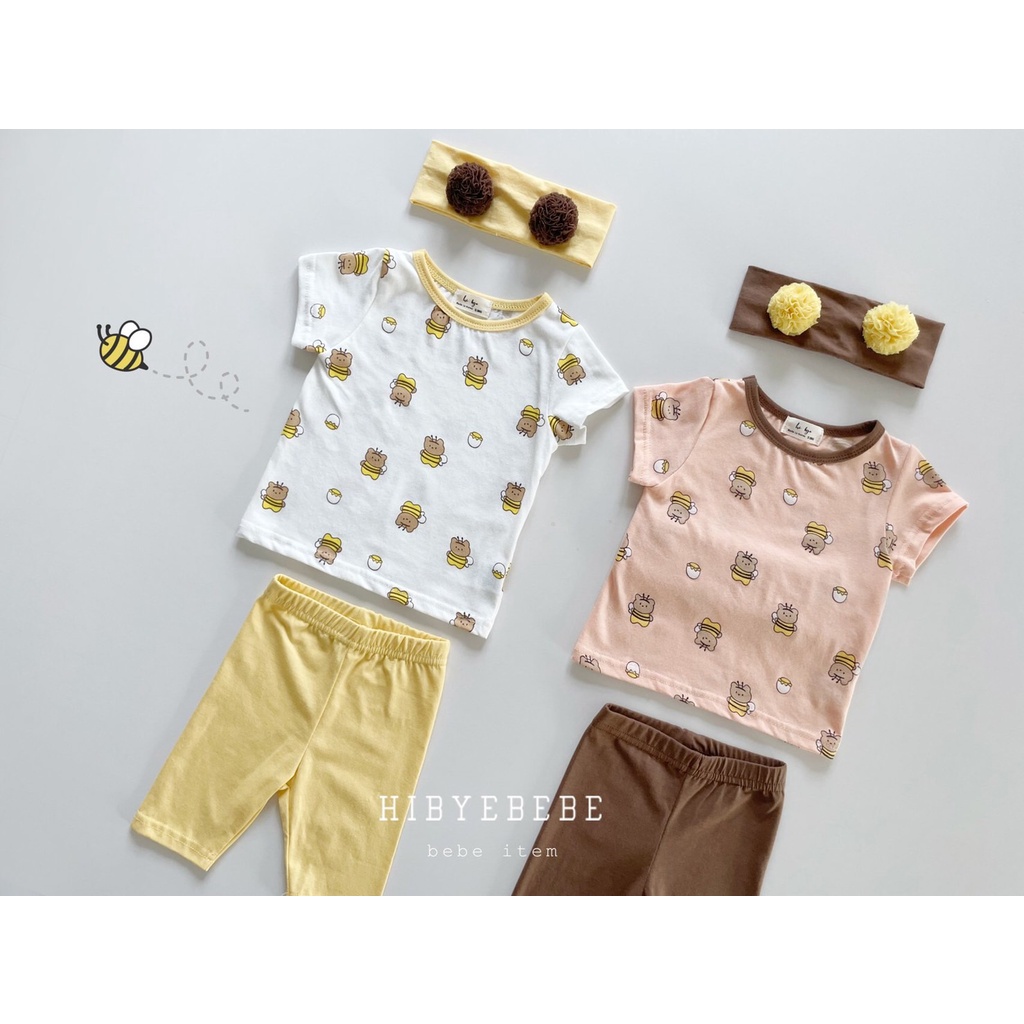 『🌴現貨出清價-夏季童裝🌴』HI BYE BEBE 小熊蜜蜂套裝(不含髮圈) | 蝦皮購物