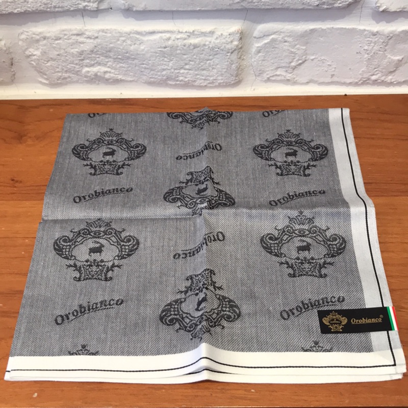 《全新現貨》日本購入 日本製 Orobianco品牌灰邊刺繡手帕巾 | 蝦皮購物
