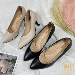 【Eudora】MIT台灣製 尖頭高跟鞋 面試鞋 OL上班鞋 包鞋 高跟鞋 尖頭跟鞋 金邊黑色 細跟高跟中跟 皮鞋 跟鞋 | 蝦皮購物