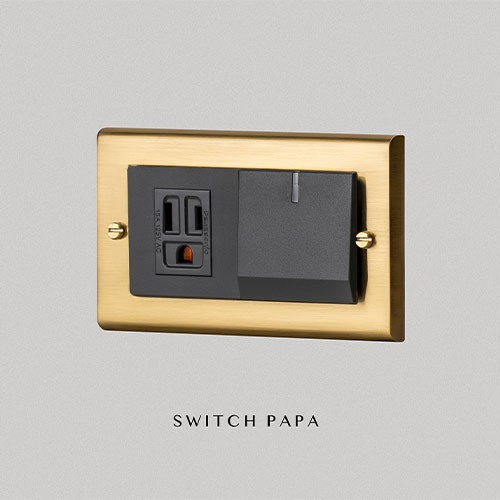 【SWITCH PAPA】鋅合金銅金Glatima螢光1開1插 | 蝦皮購物