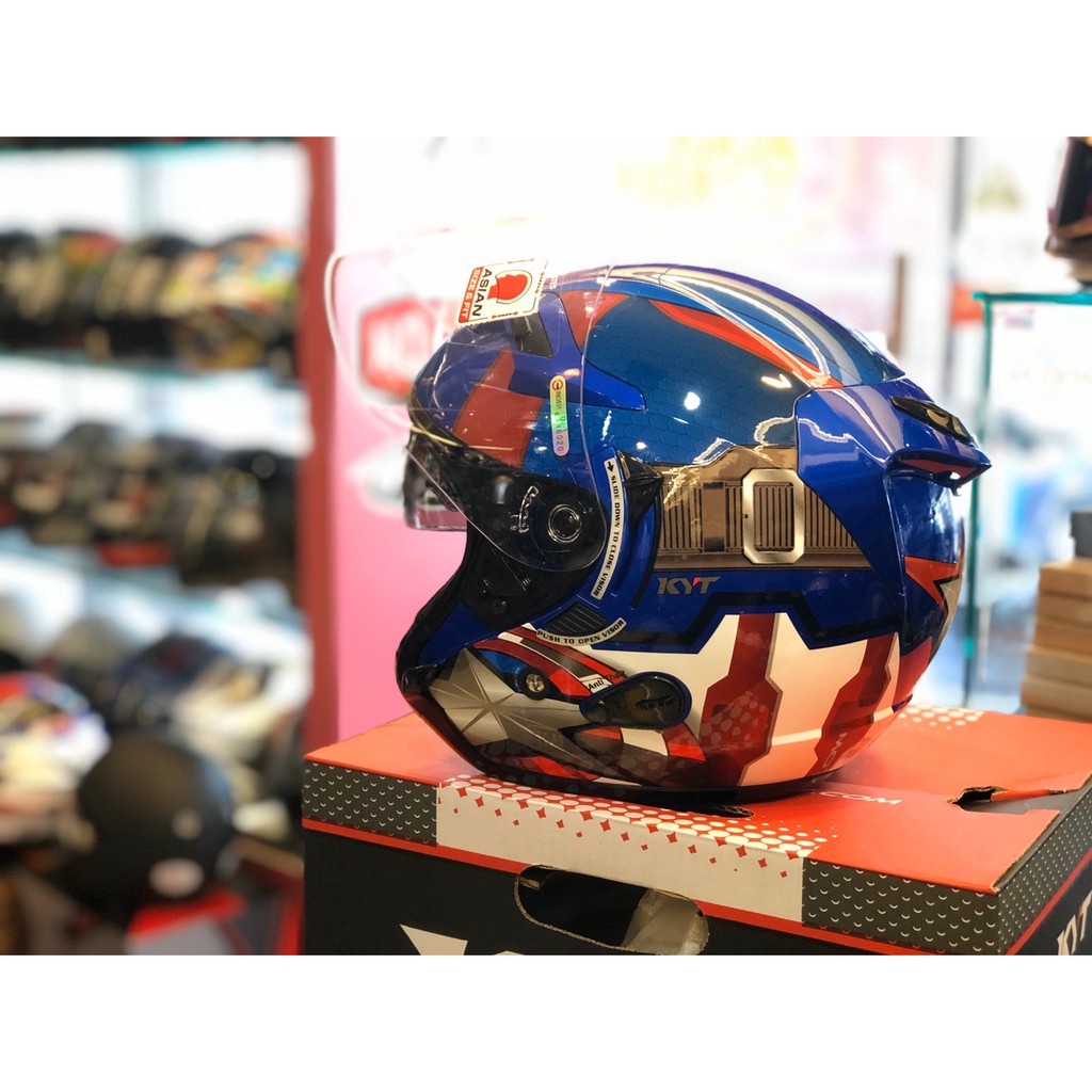 King2｜KYT VO 鋼鐵人 美國隊長 3/4罩 漫威 半罩 安全帽 雙D扣 | 蝦皮購物