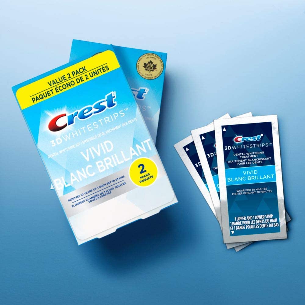Crest 3D Whitestrips Vivid Blanc Brillant 牙齒美白貼紙 - 敏感牙齒 (30 | 蝦皮購物