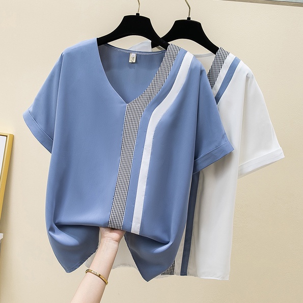 爱依依 大碼上衣 大碼T恤 中大尺碼 XL-4XL 新款雪纺衬衣大码女装胖mm冰丝宽松衬衫MB111-6054 | 蝦皮購物