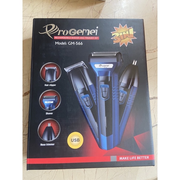 「全新現貨」ProGemei多功能雙刀頭三合一電動剃鬚刀 剪鼻毛器 理髮剪 適合聖誕交換/生日禮物 | 蝦皮購物