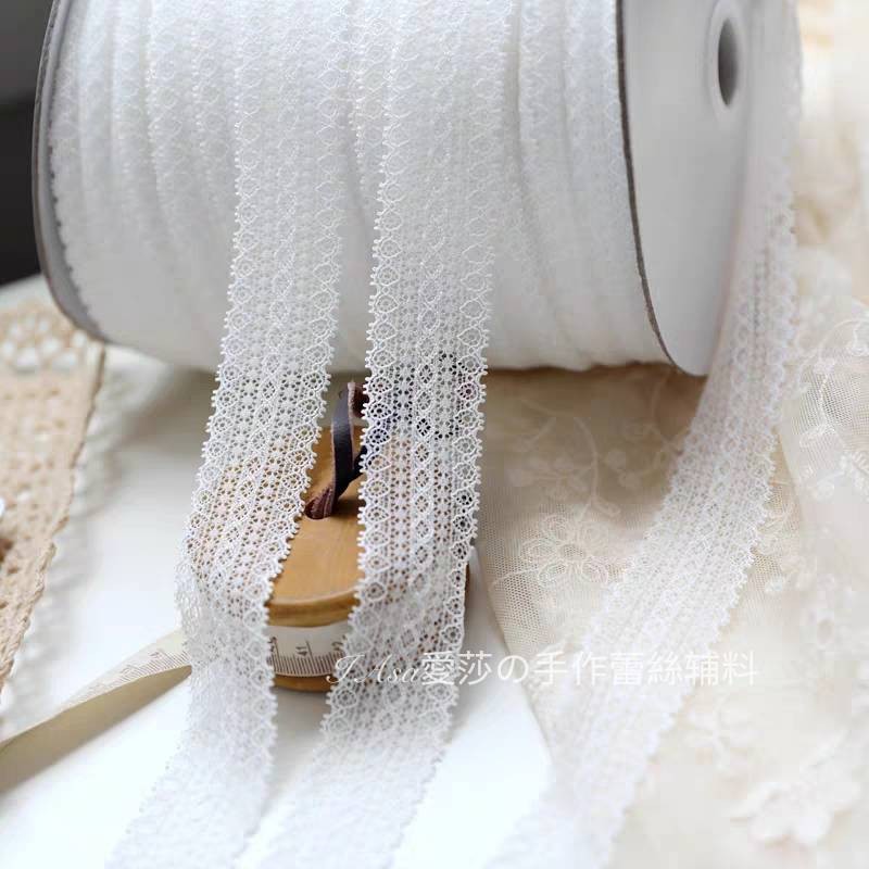 《iAsa愛莎の》手作材料 日本進口高品質雙邊黑白橘銀色彈力小花邊DIY服裝家居童裝娃衣裝飾布藝 | 蝦皮購物