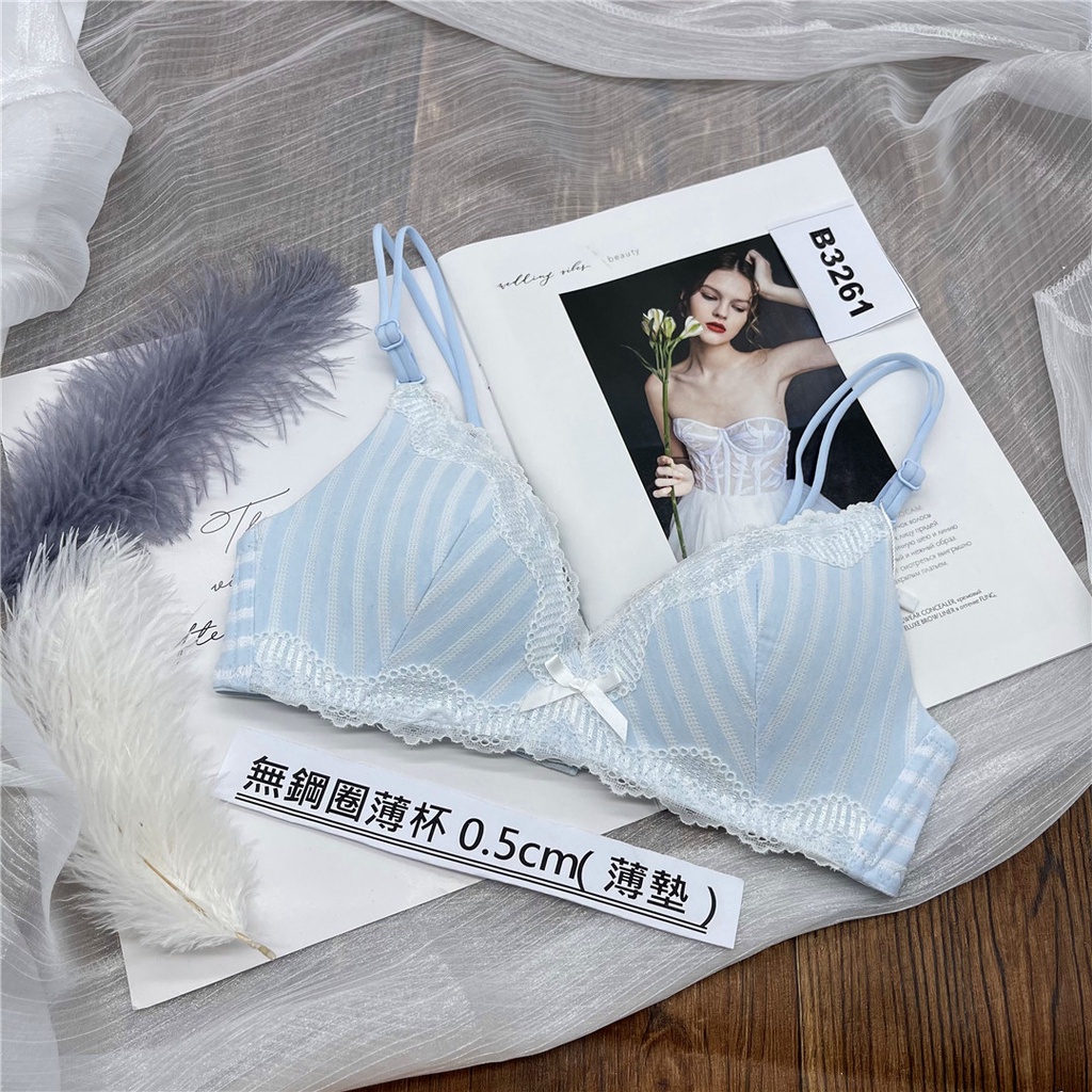 @99bra B3261 尺寸32B 70B 棉質條紋 無鋼圈內衣 日系窄版內衣 | 蝦皮購物