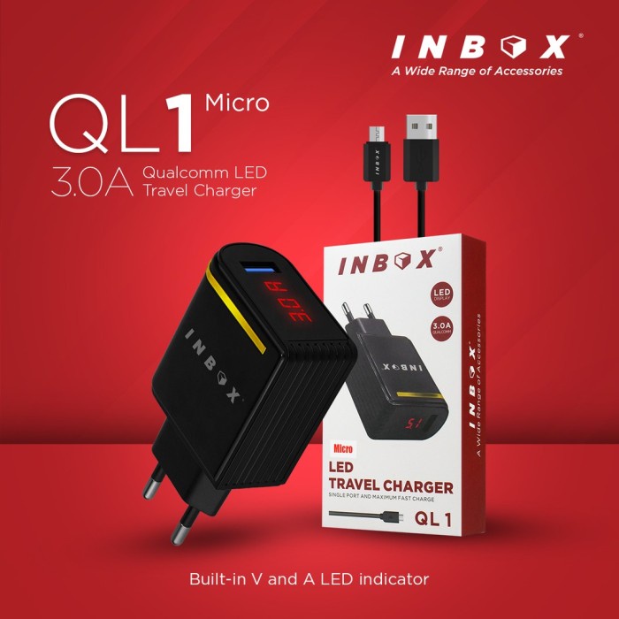 Inbox QL1 LED 指示燈壁式充電器 3A Turbo QC 微型電纜 | 蝦皮購物