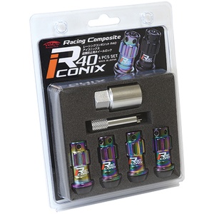 【翔浜車業】KYO-EI RACING COMPOSITE R40 iCONIX鍛造輪圈防盜螺絲螺帽組(4顆裝樹脂鈦彩) | 蝦皮購物