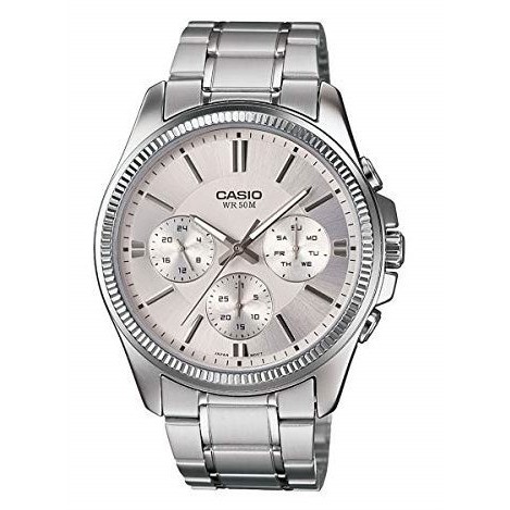 【春麗時間】CASIO 經典氣質三針三眼不鏽鋼腕錶 MTP-1375D-7A | 蝦皮購物