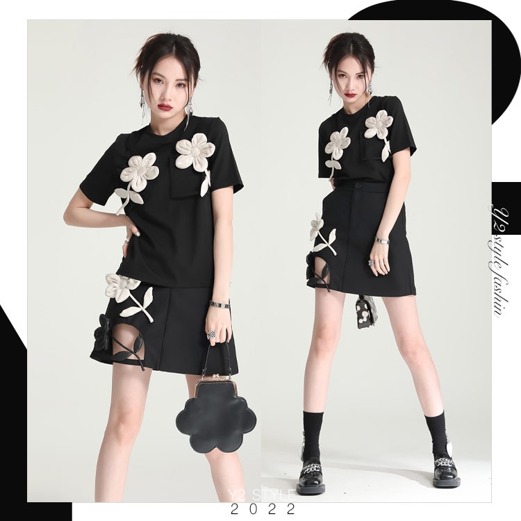 Y2 style ️立體花朵造型T恤 ️Y2style歐美設計款寬鬆韓版個性中大尺碼【Y1C1029】 | 蝦皮購物