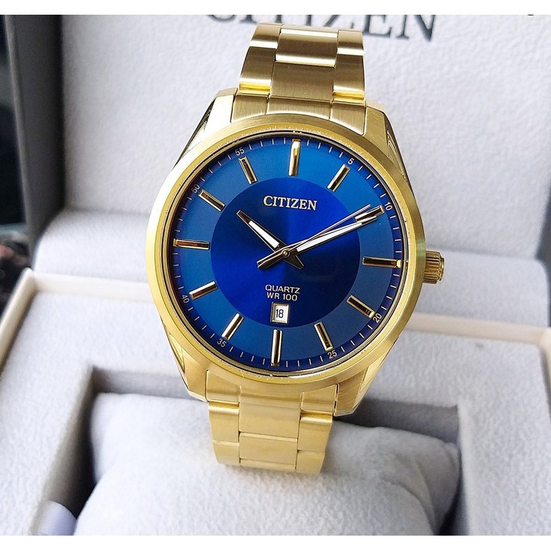 【金台鐘錶】CITIZEN星辰 (金殼x藍面) 時尚簡約風 防水100米 42mm (男錶) BI1032-58L | 蝦皮購物