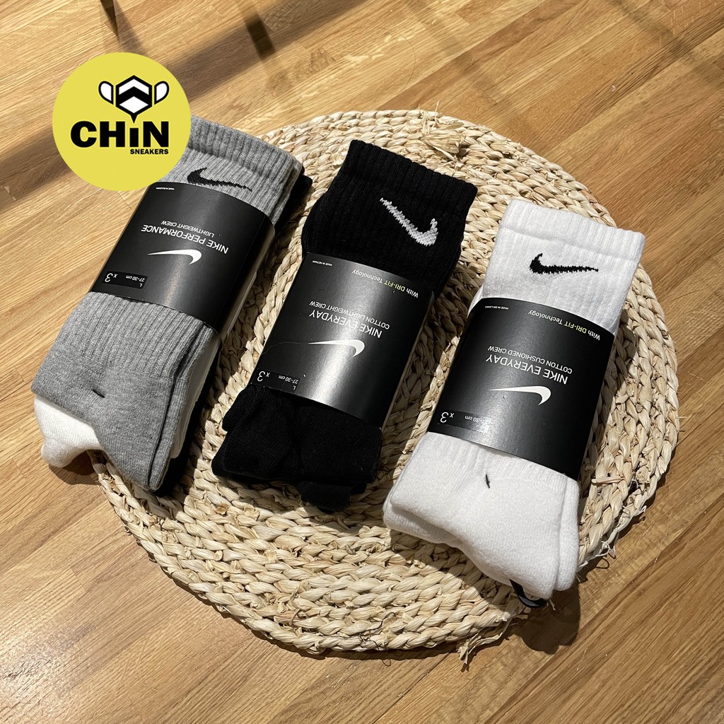 ☆CHIN代購☆NIKE 小勾 長襪 3雙包 毛巾布 黑白灰 透氣 Dri-Fit SX7676-010 901 現貨 | 蝦皮購物
