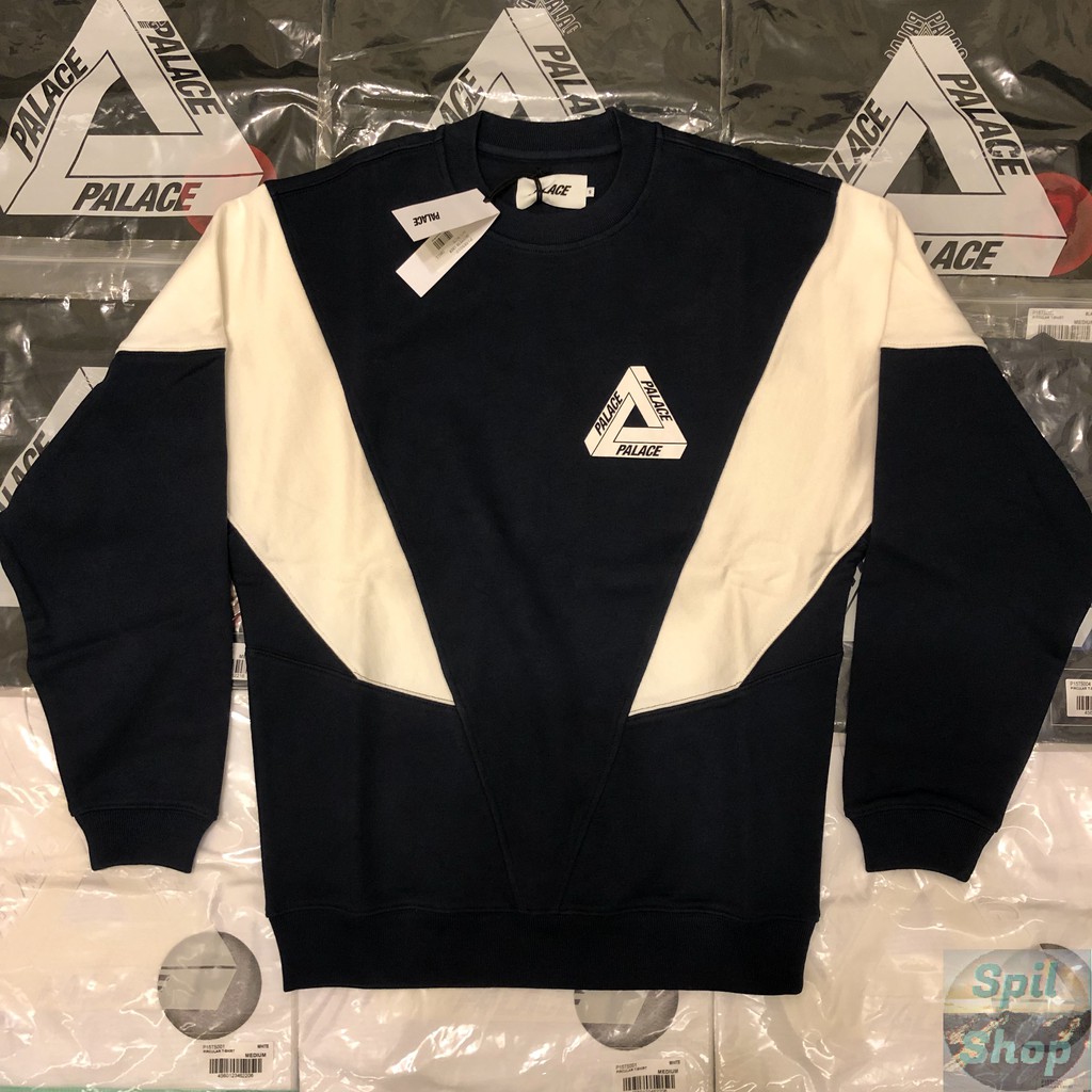 【Spil_shop】現貨 Palace 2018 ULTIMO DROPPETH CREW 深藍 白 衛衣 三角 | 蝦皮購物