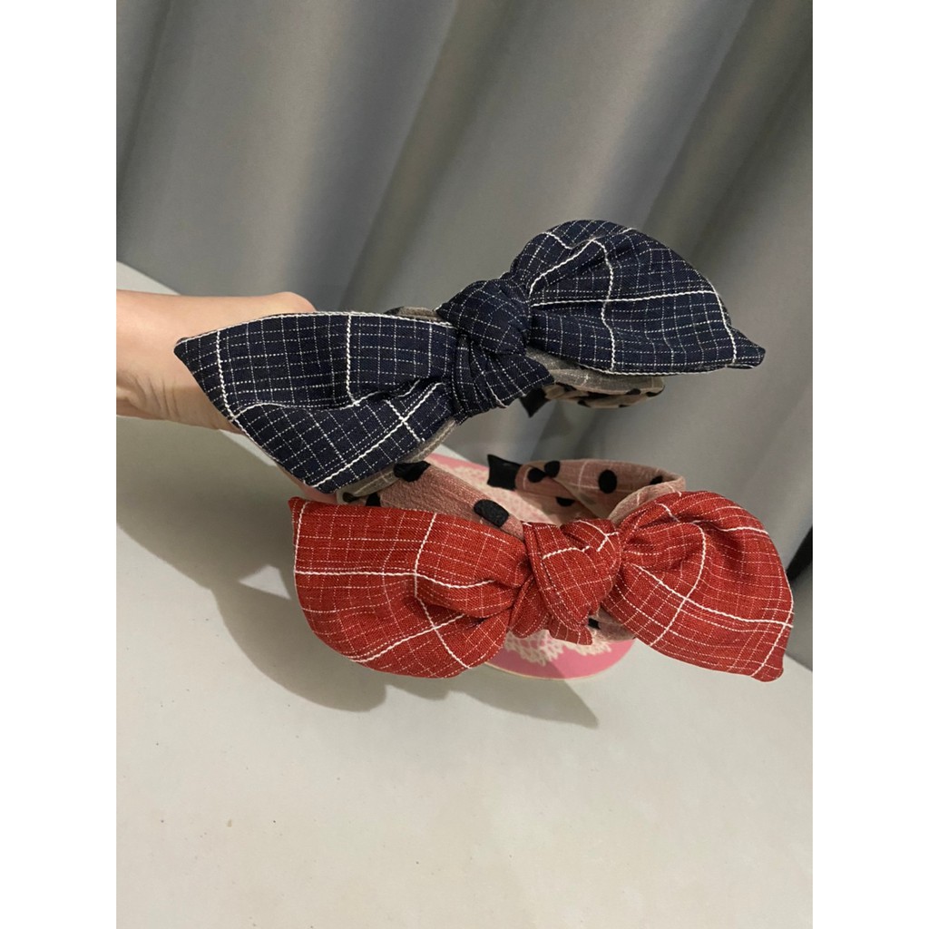 MIMIMAMA NIUNIU 妞妞 ciao lady髮箍 設計款 自訂款 蝴蝶結 點點 網紗 格紋 藍 橘 | 蝦皮購物