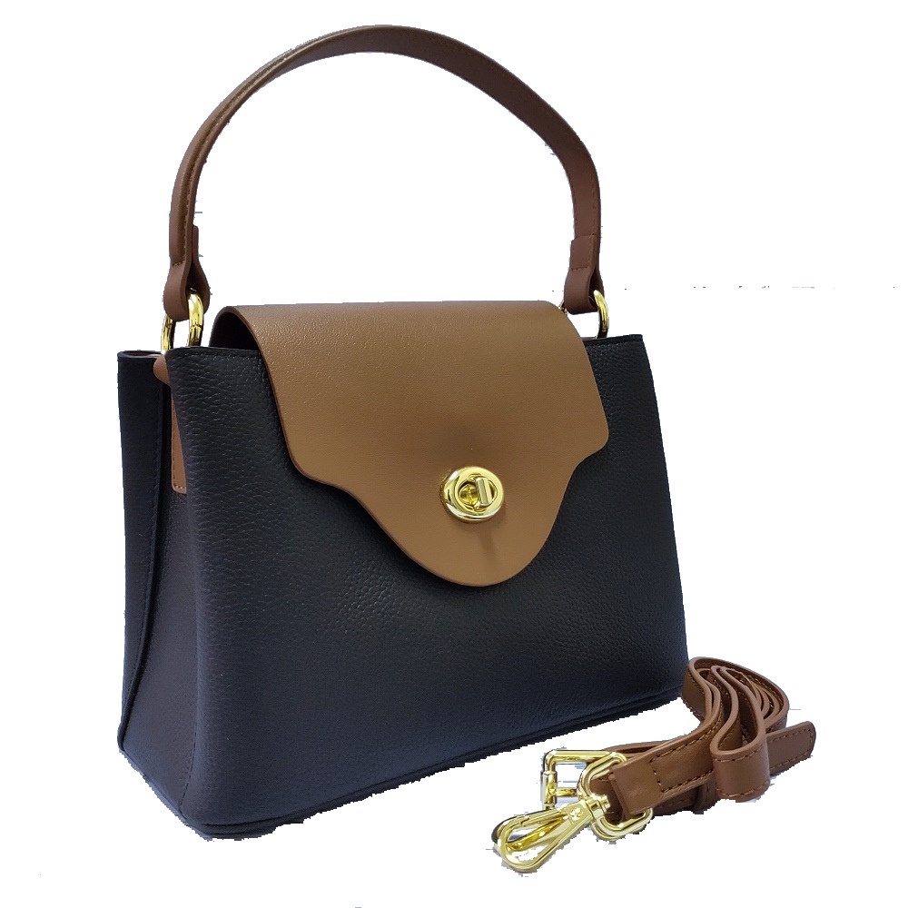 【Misstery】斜背包牛皮+超纖淑女手提/斜背小包-黑A88-174BK | 蝦皮購物